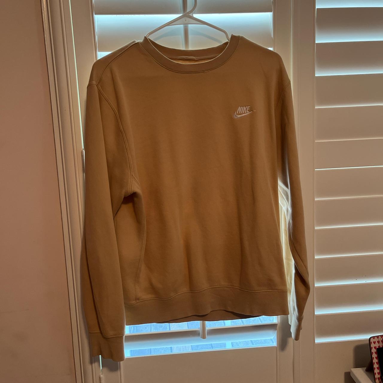 Tan and cream Nike sweatshirt - Depop