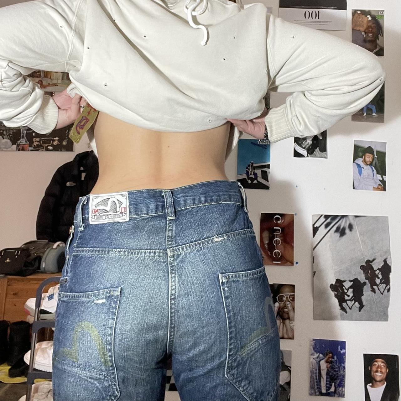 dead stock vintage puma x evisu straight leg jeans... - Depop