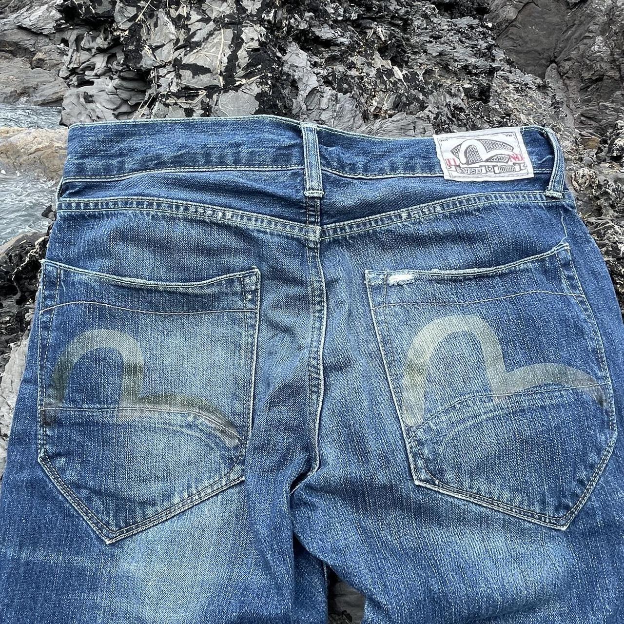 evisu x puma mid wash vintage straight leg jeans... - Depop