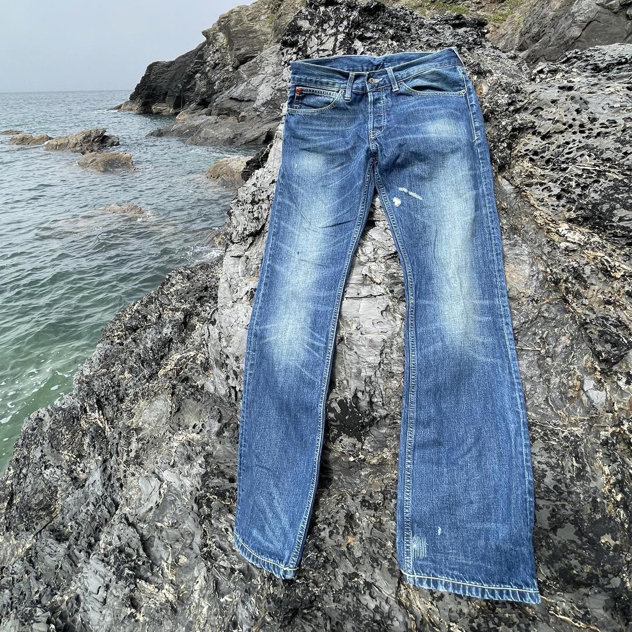 evisu x puma mid wash vintage straight leg jeans... - Depop