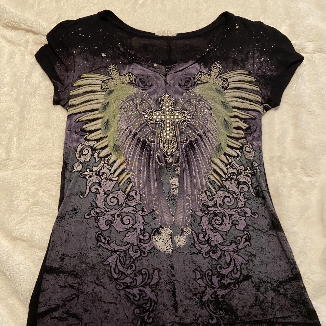 Super cool graphic xzavier tee Bedazzled cross... - Depop