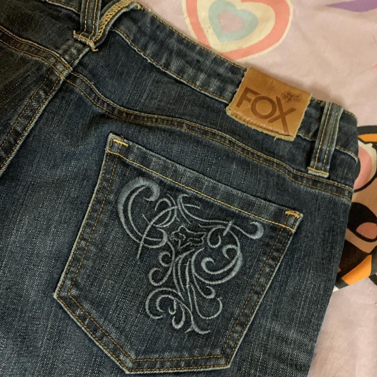 Y2k grunge Fox Racing Jeans. Midwash denim jeans... - Depop