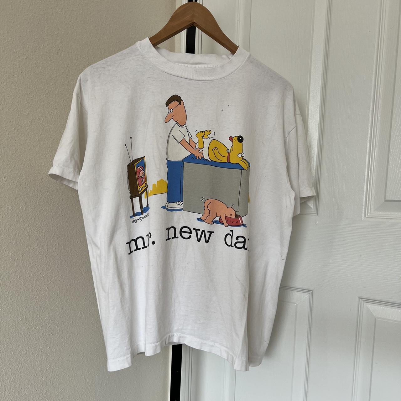 Mr New Dad Tee Flaws: Stains,... - Depop