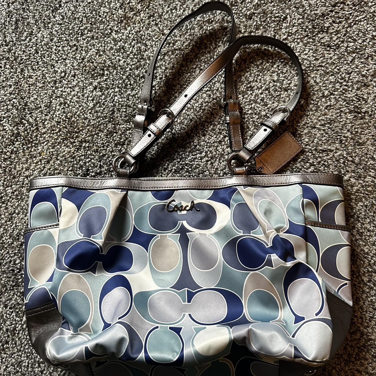 Multicolored blue coach logo authentic purse