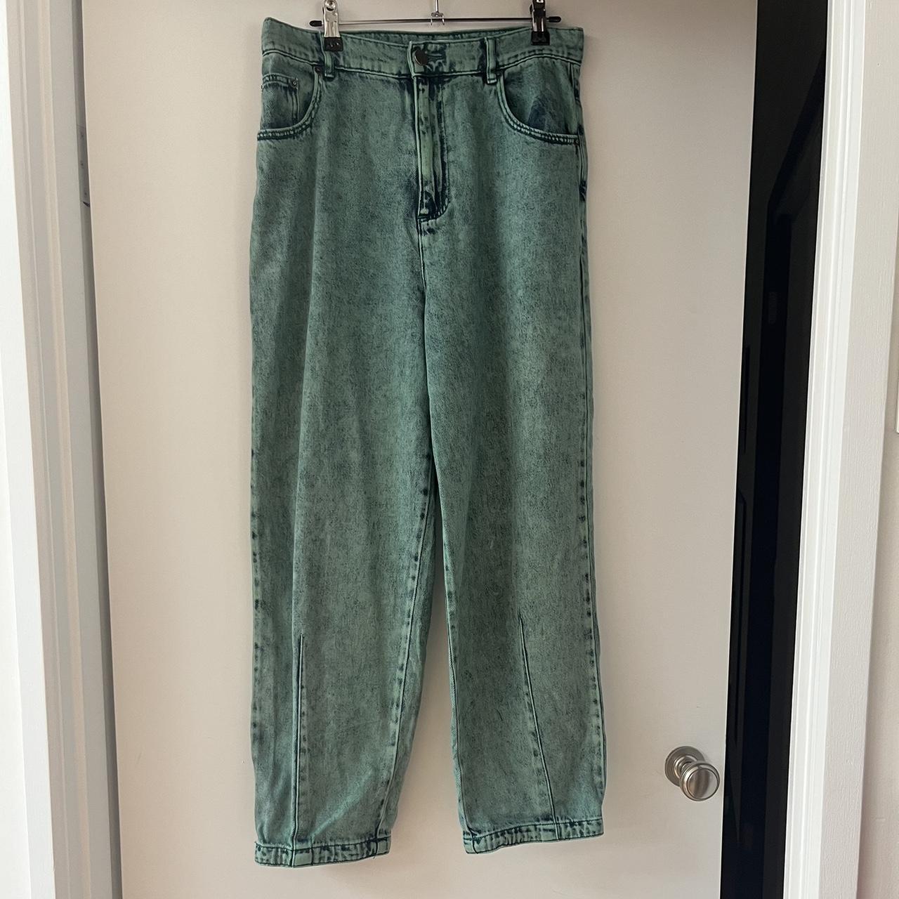 Green acid wash denim jeans by Gorman, size 12.... - Depop