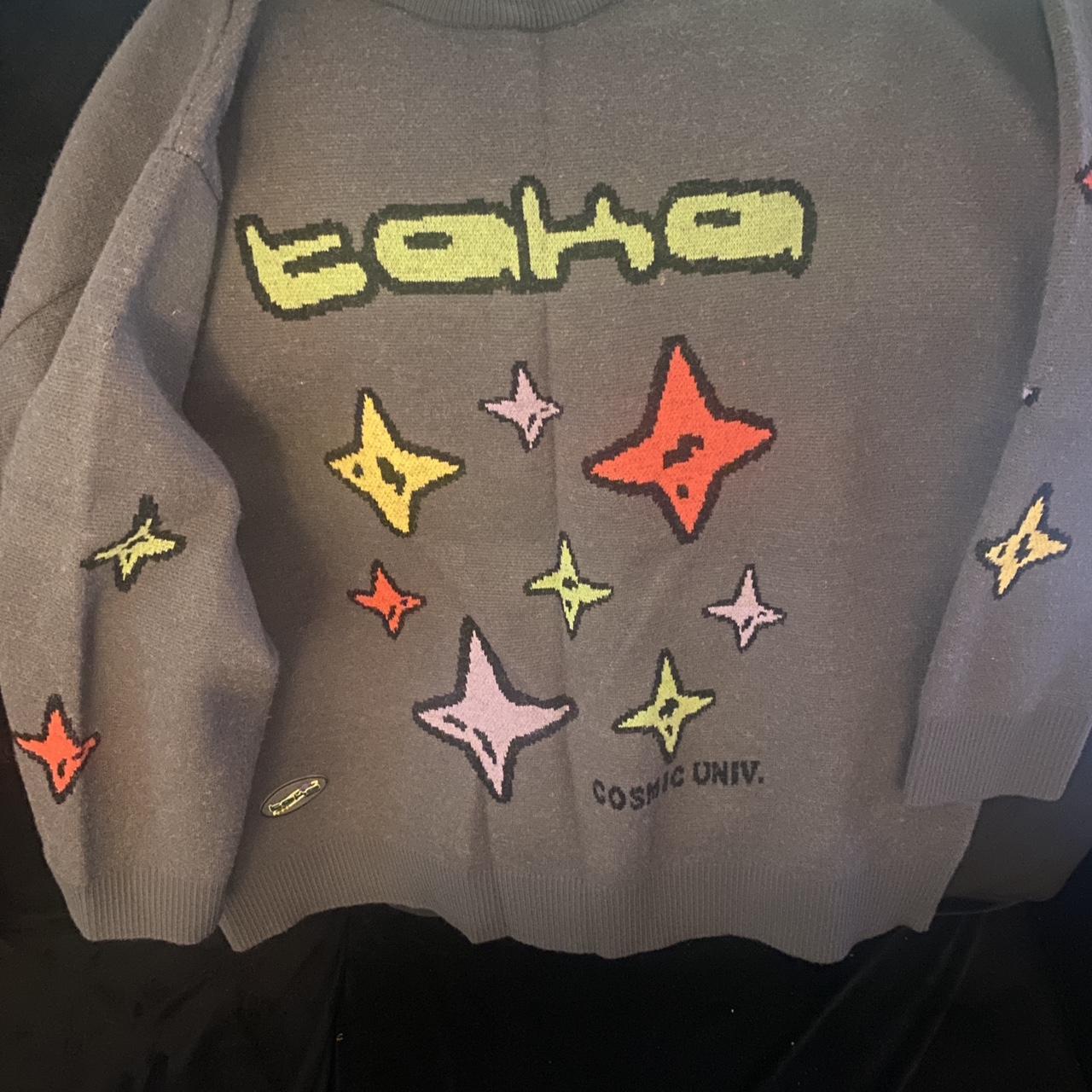 Taka original dark grey star knit jumper. Boxy and... - Depop