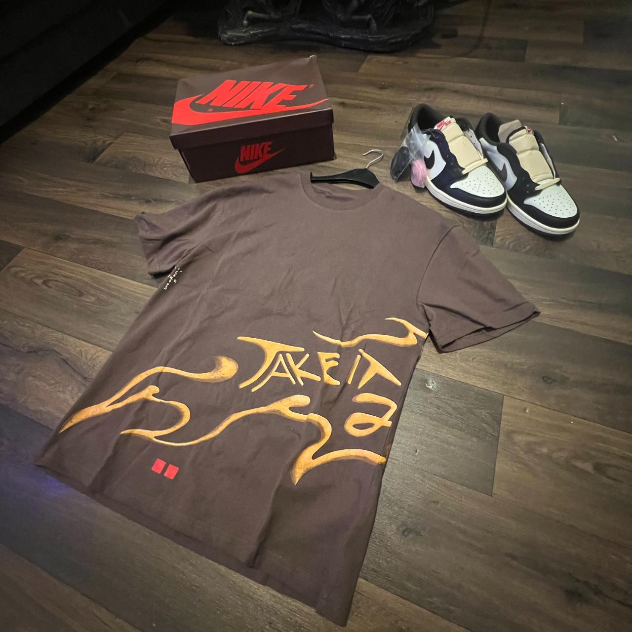 Travis Scott Brown Oversized T-Shirt - Size... - Depop