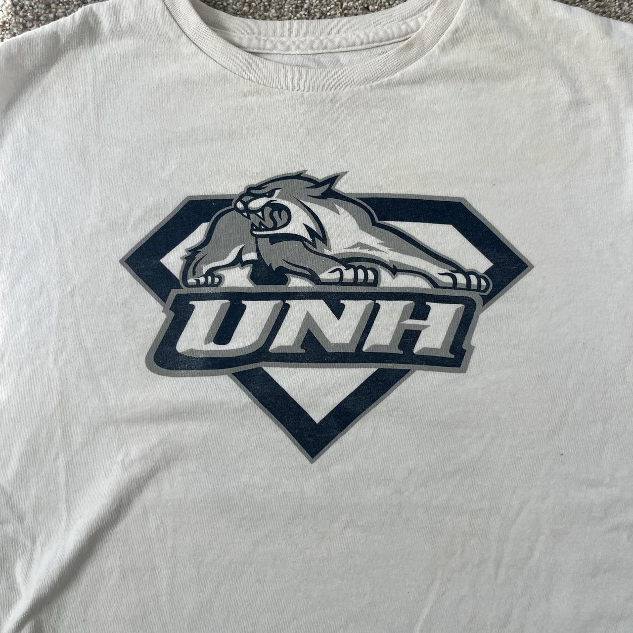 Vintage White and blue UNH Wildcats T-shirt #UNH... - Depop