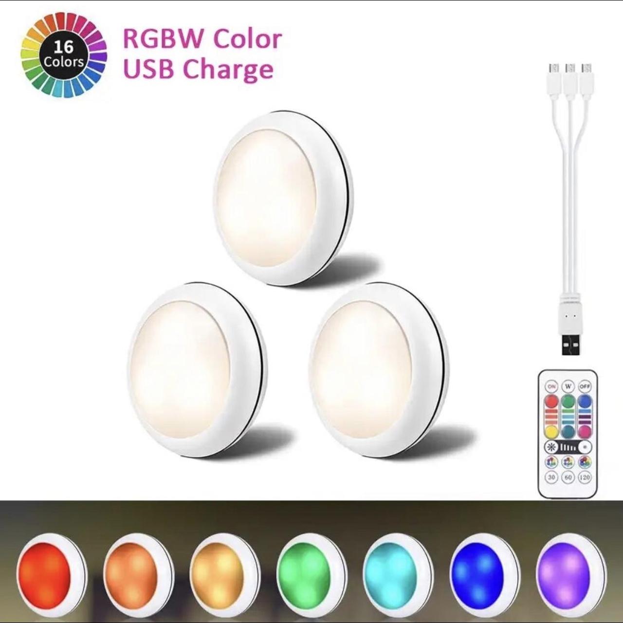 RGB PUCK USB LIGHTING, usb charged, color changing,... - Depop