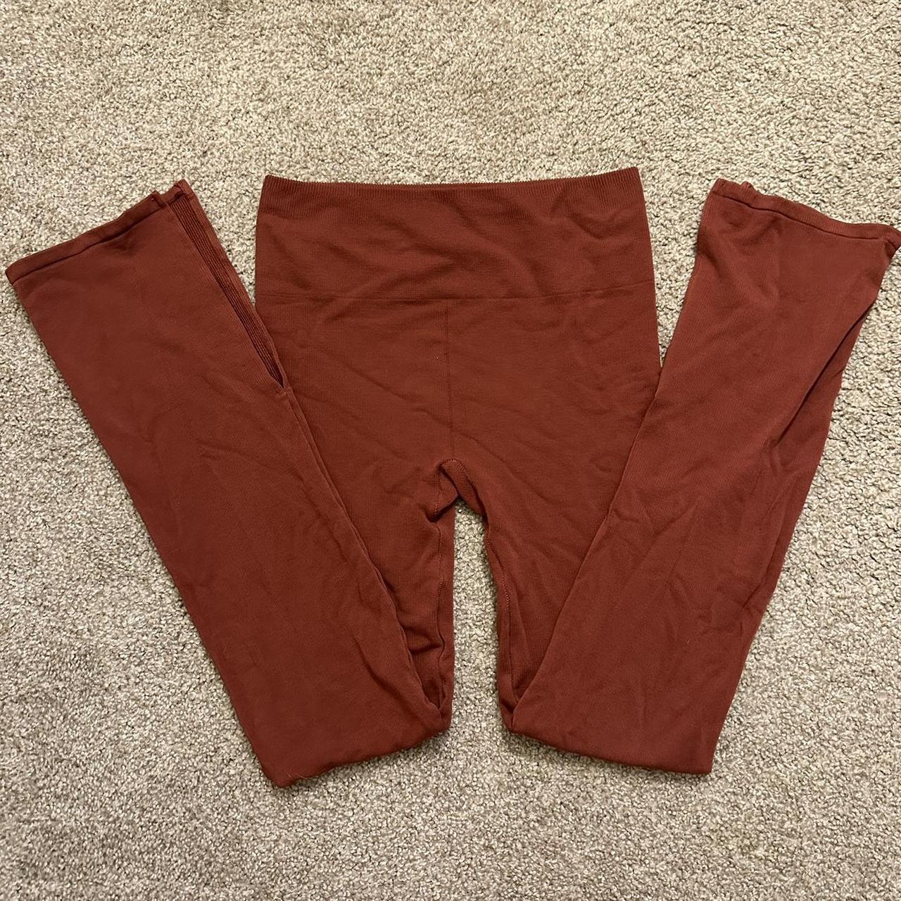 fabletics burnt orange split flare leggings -... - Depop