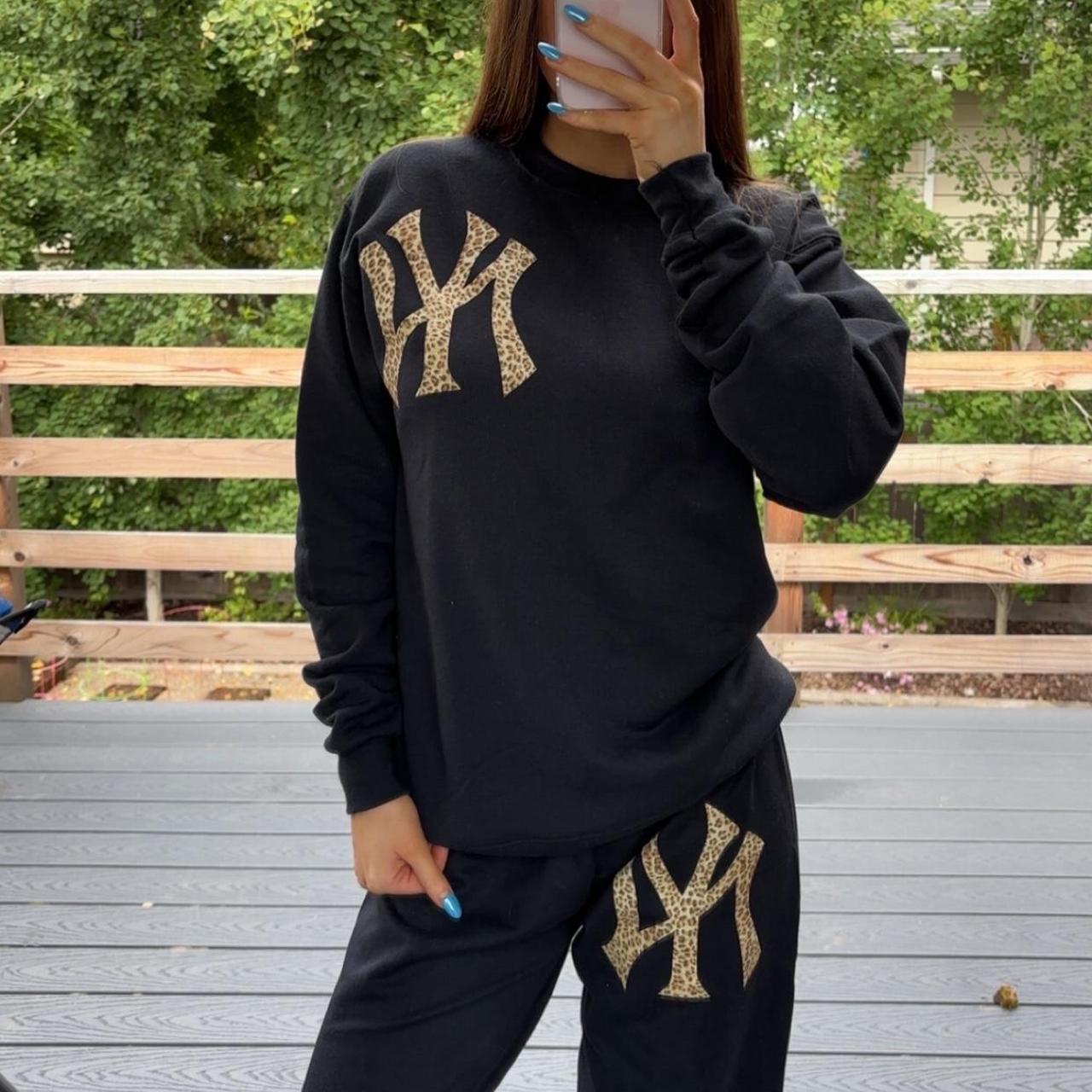 Black sweat set with leopard print New York Yankees... | Depop