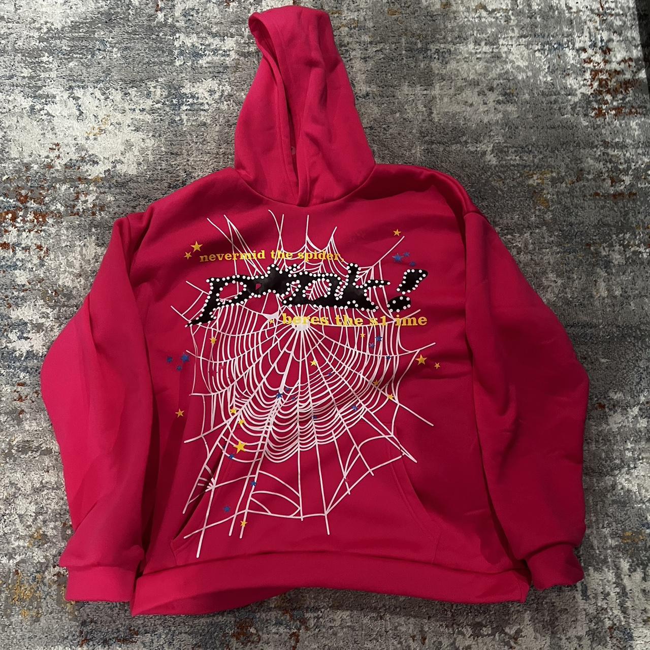 pink spider hoodie price yk why #sp5der... - Depop