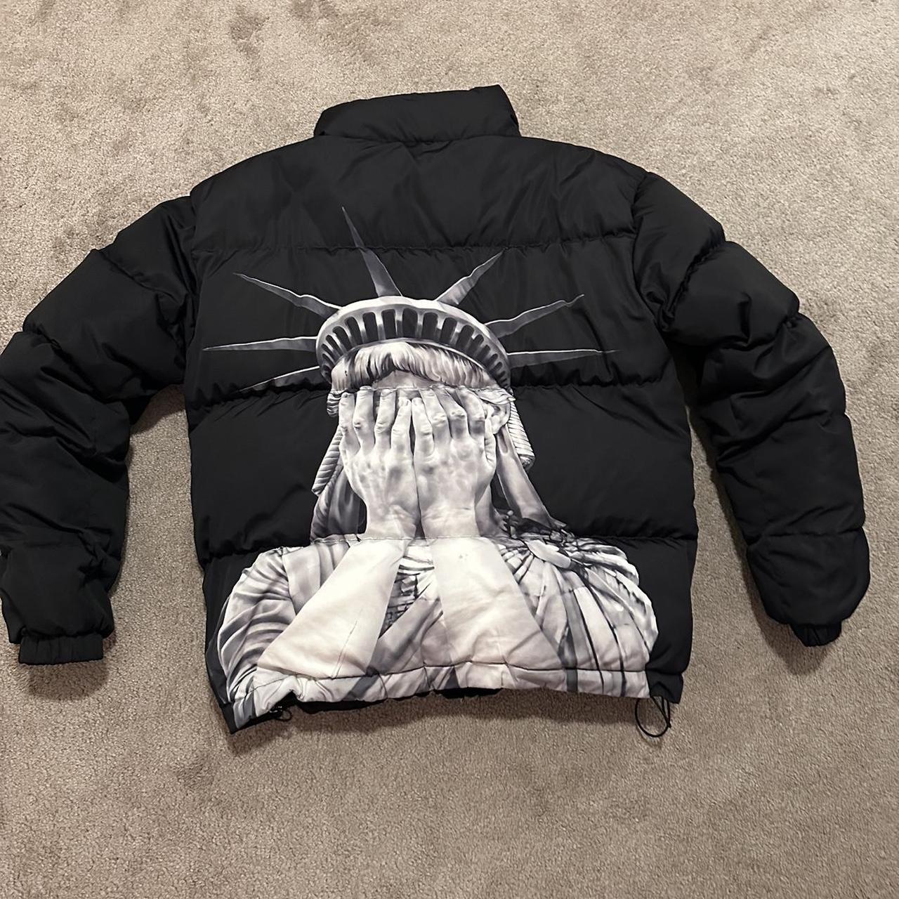 Black Uptop NYC Lady Liberty Puffer Jacket | Depop