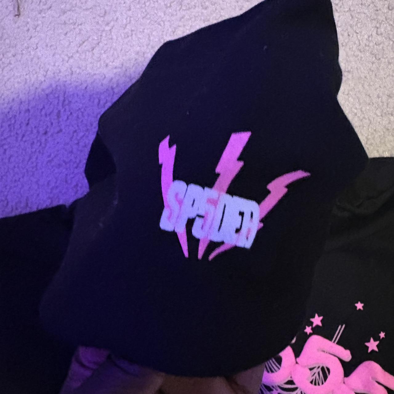 Black Pink 555 Spider hoodie Size Small 1-3 Day... | Depop