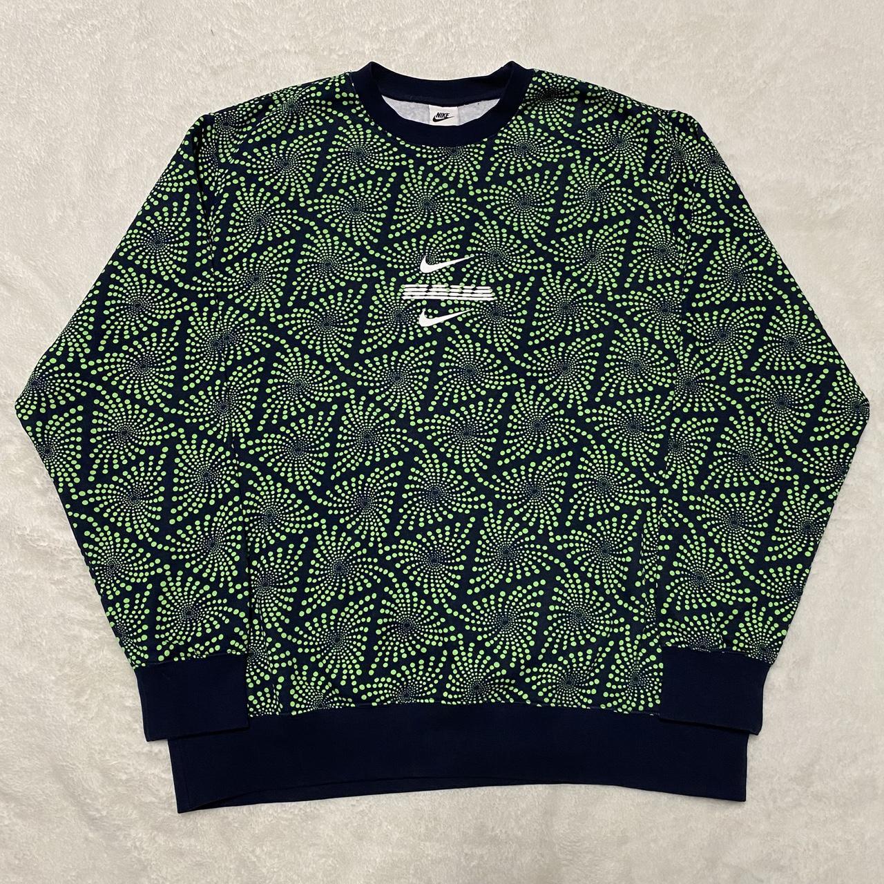Center Swoosh nike geometric green AOP Sweatshirt XL | Depop