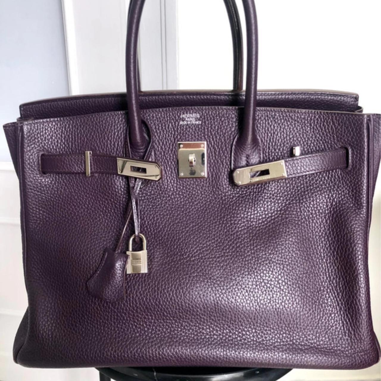 Hermes birkin model, 35 cm, aubergine-coloured togo... - Depop