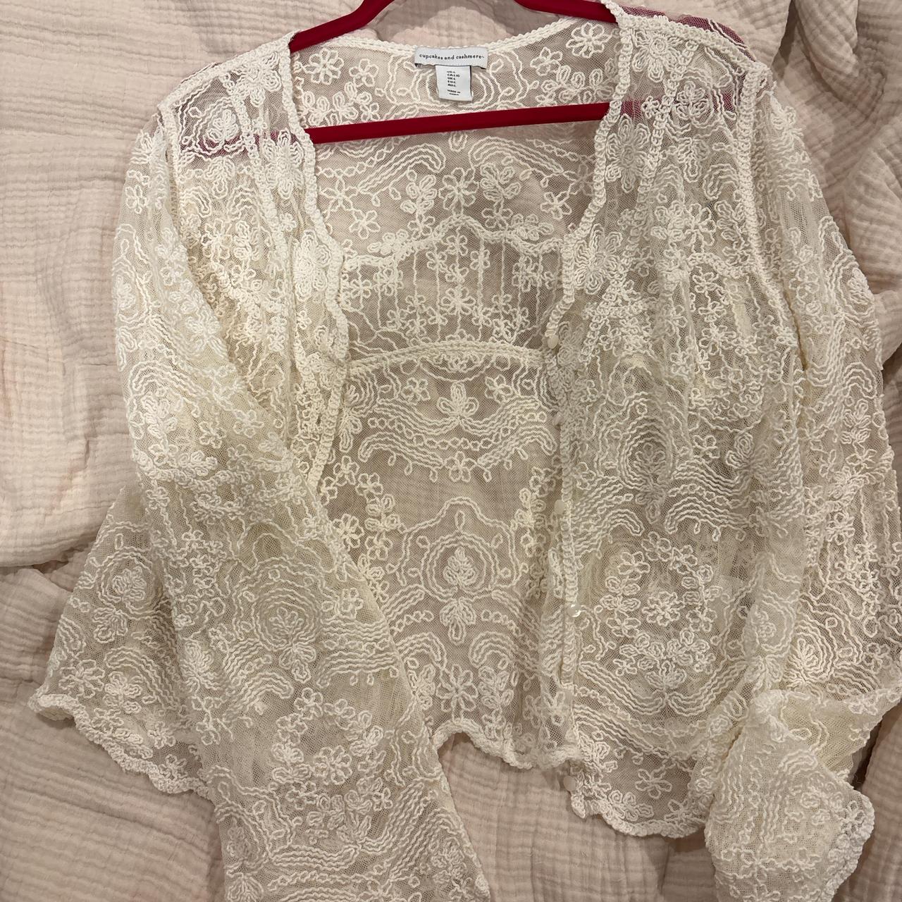 Sheer jacket cupcakes and cashmere sheer, lace,... | Depop