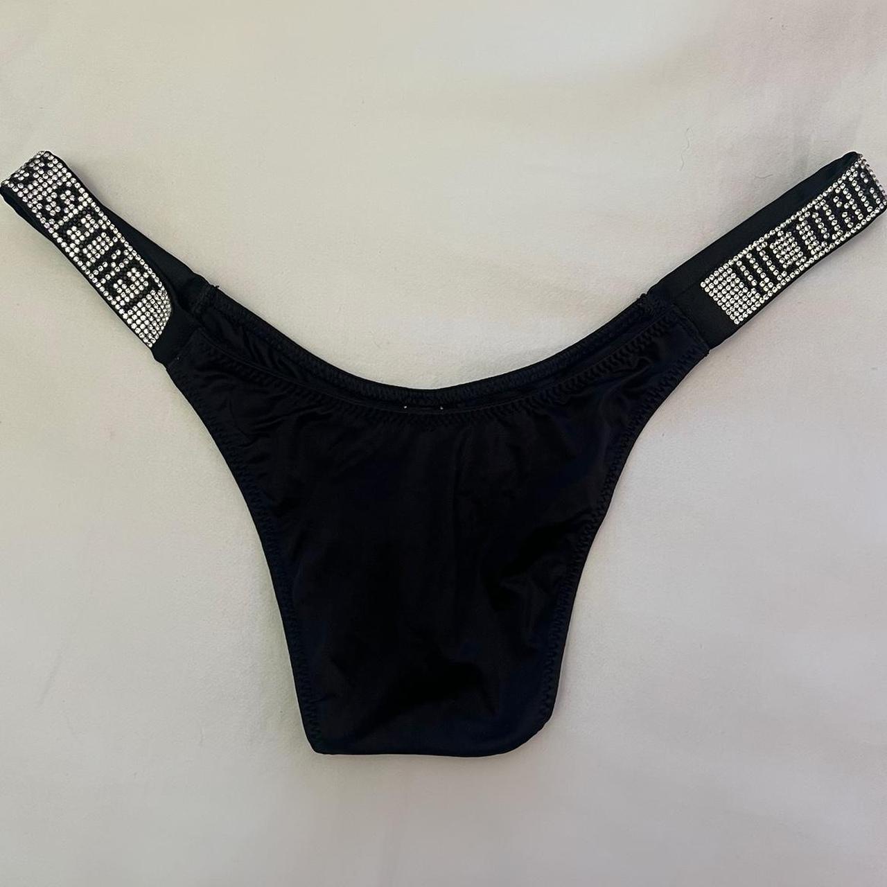 Black victoria secret rhinestone thong Size: medium... - Depop