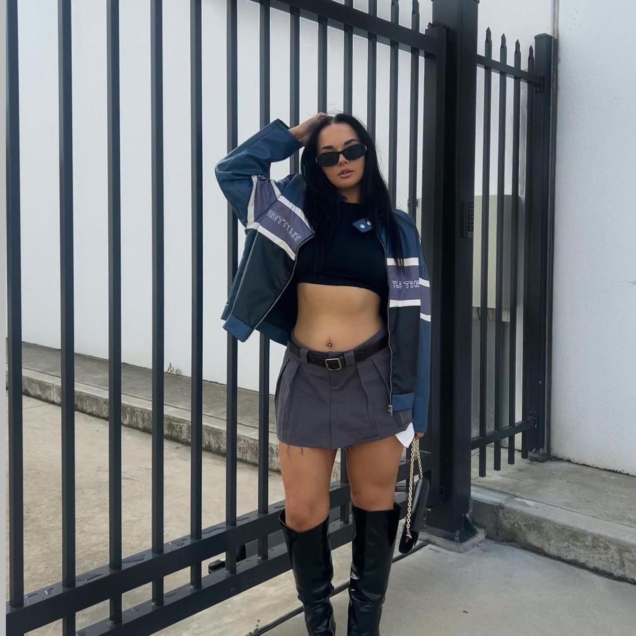 pretty little thing bomber racer jacket - Depop