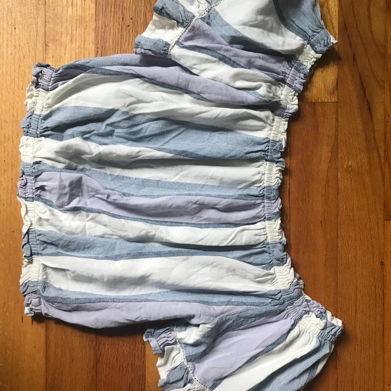 Medium purple, blue, and white crop top blouse. Only... - Depop