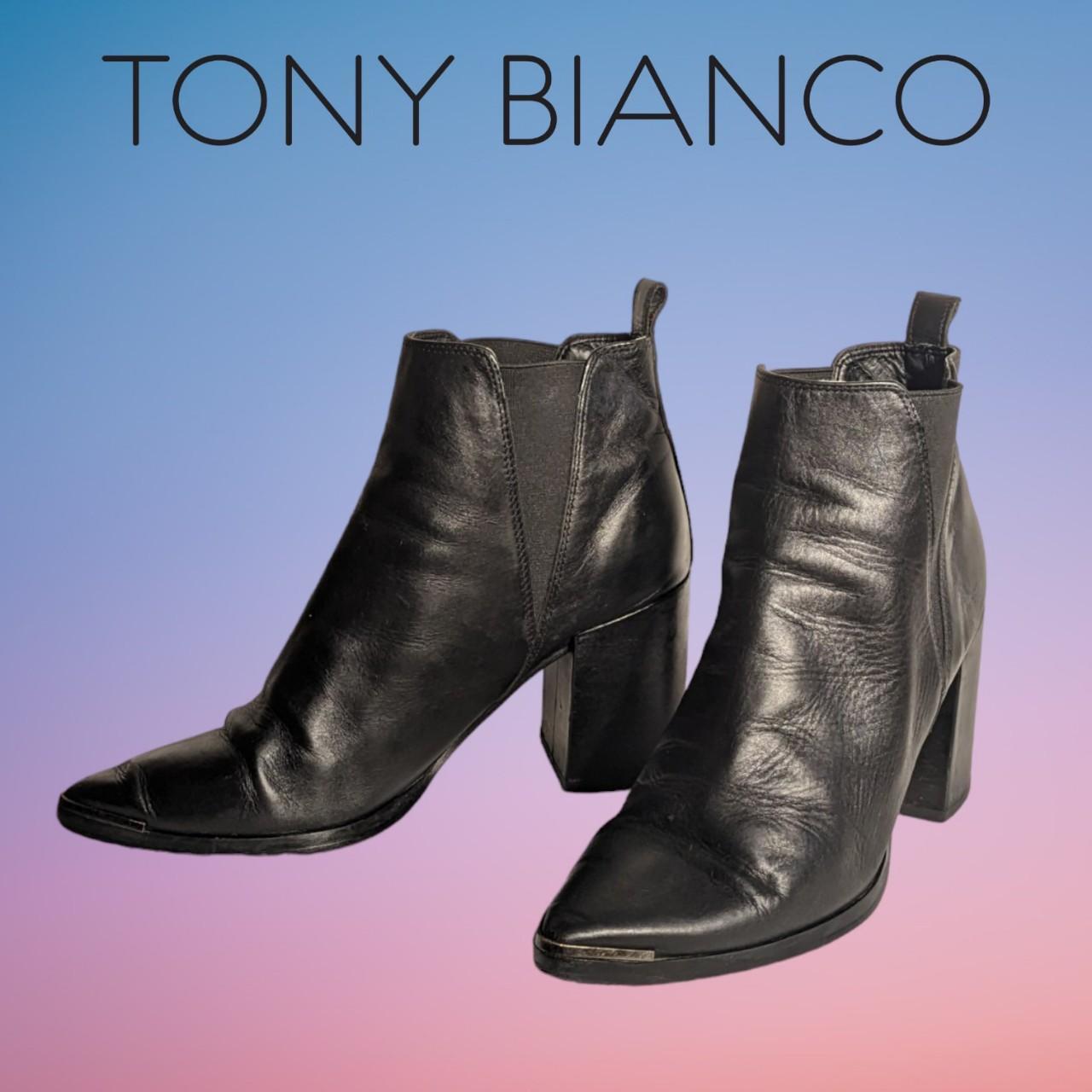Black Leather Tony Bianco Ankle Boots with 3"... - Depop