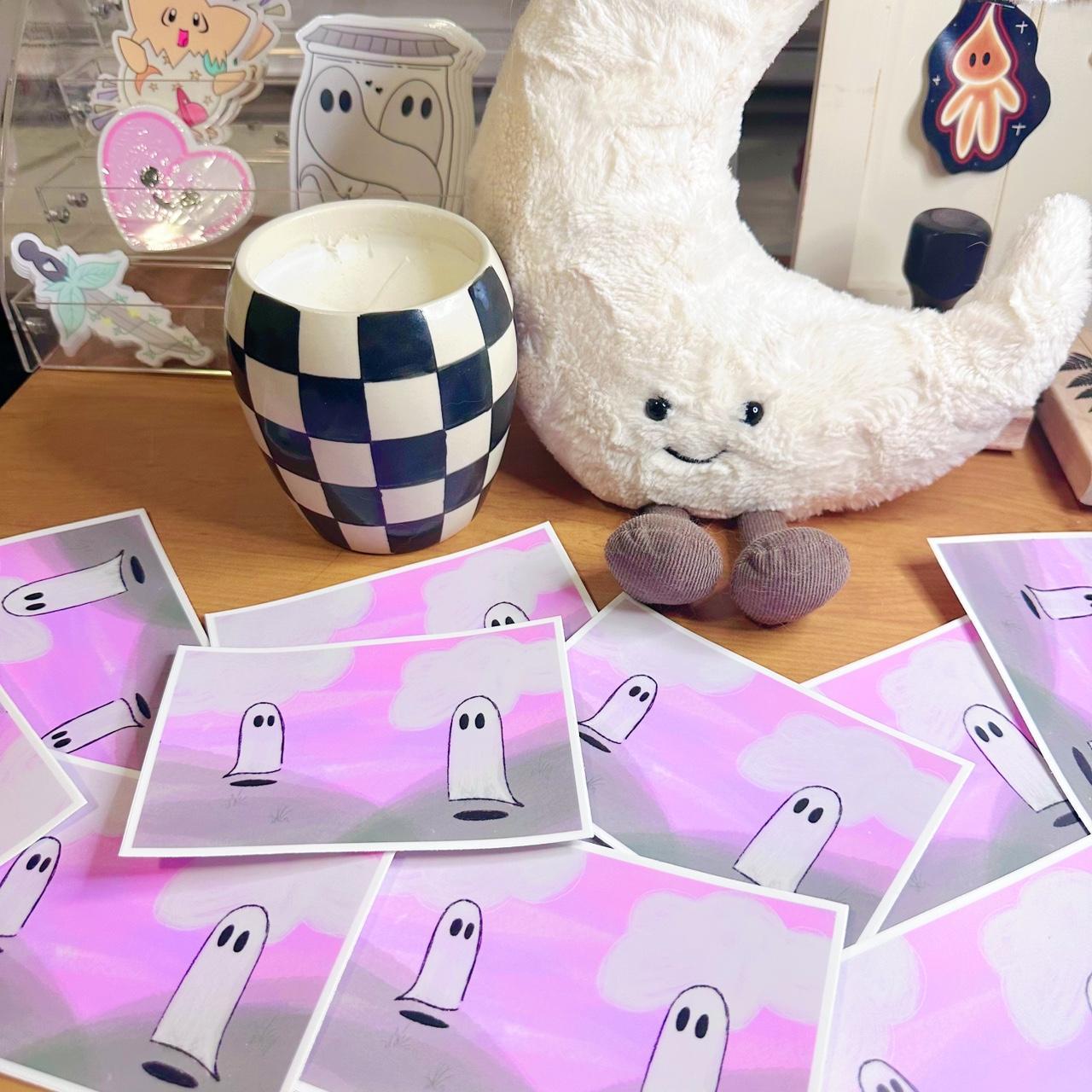 HUGE 6” 👻 lonely little ghost sticker 👻 watercolor... - Depop