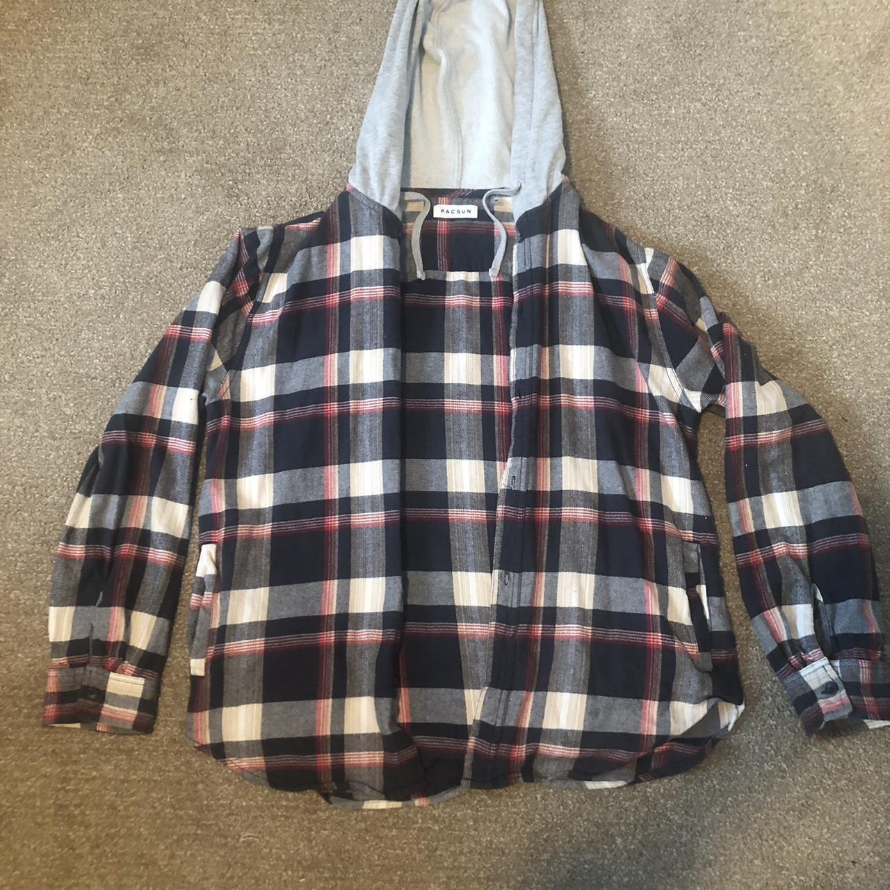 Pacsun flannel with hood. Great condition only worn... - Depop