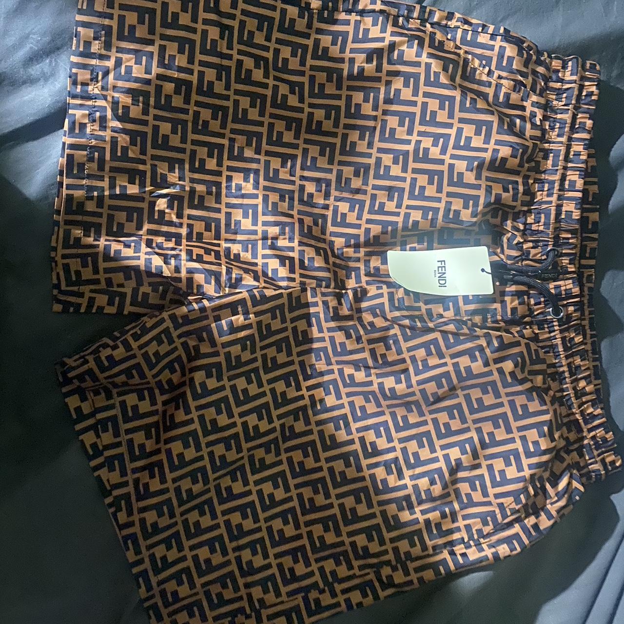 Fendi Men's Brown and Black Swim-briefs-shorts | Depop