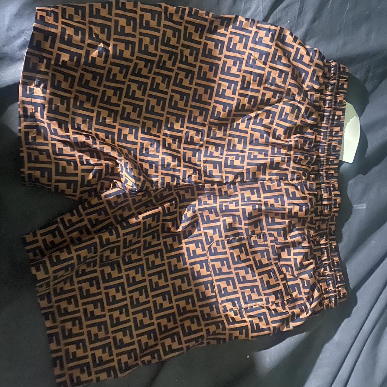Fendi Men's Brown and Black Swim-briefs-shorts | Depop