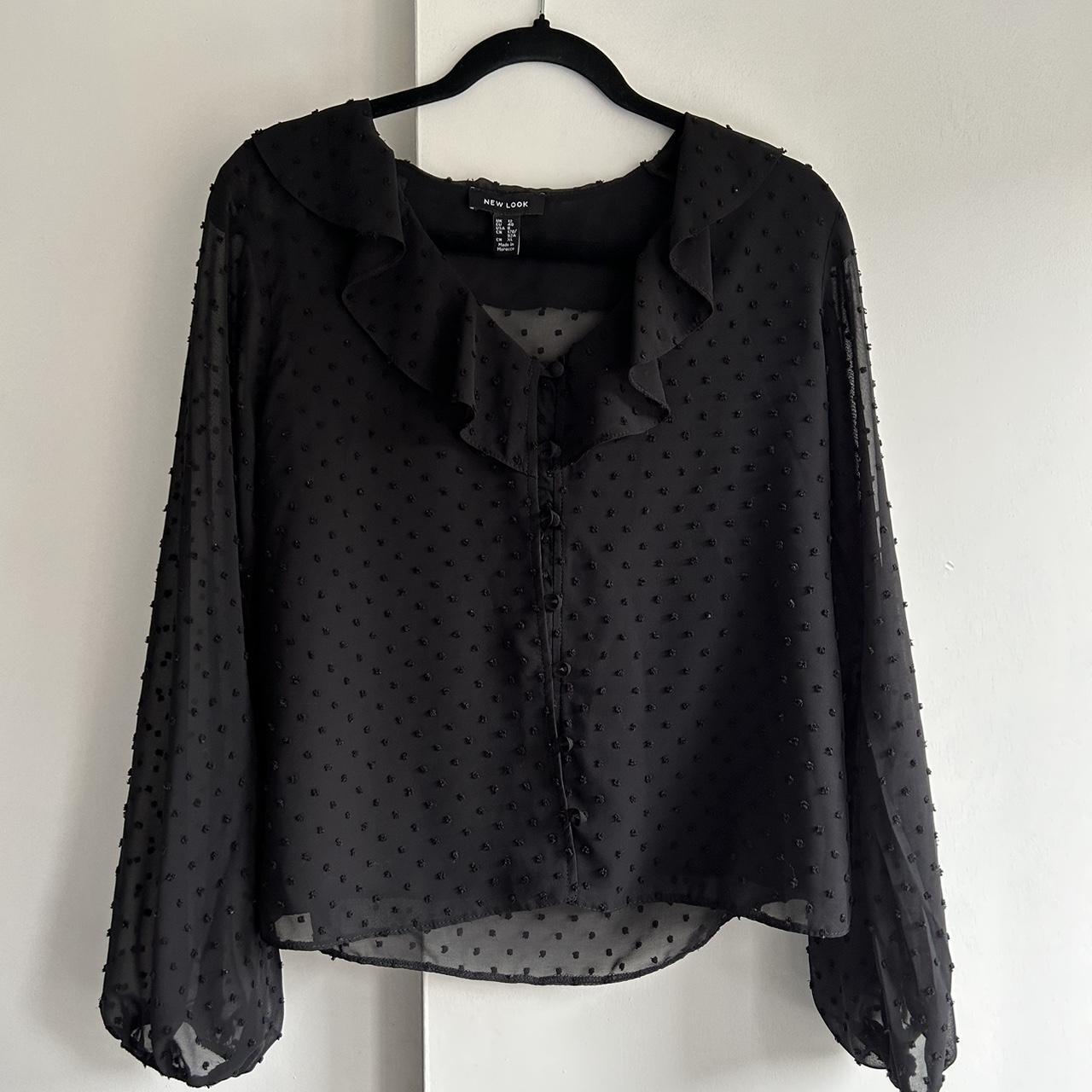 New look sheer polka dot black blouse 🏷️ new look... - Depop