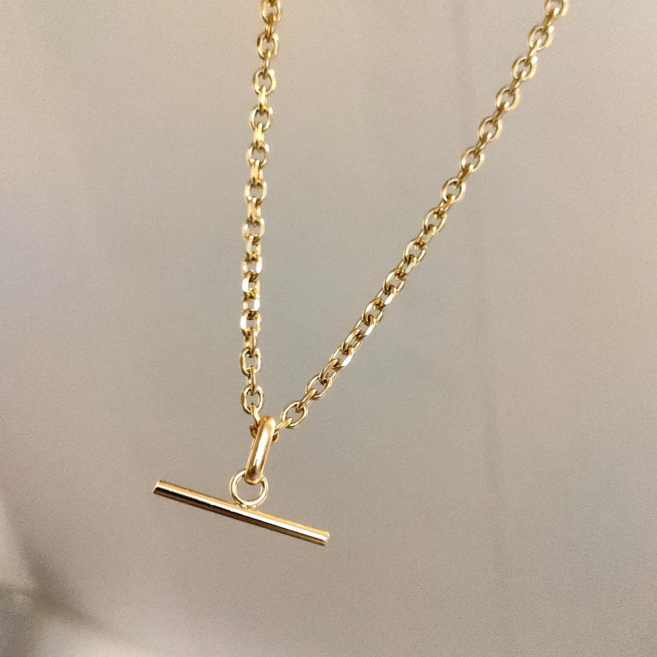 20 inch 18ct gold bonded T-bar chain necklace 20... - Depop