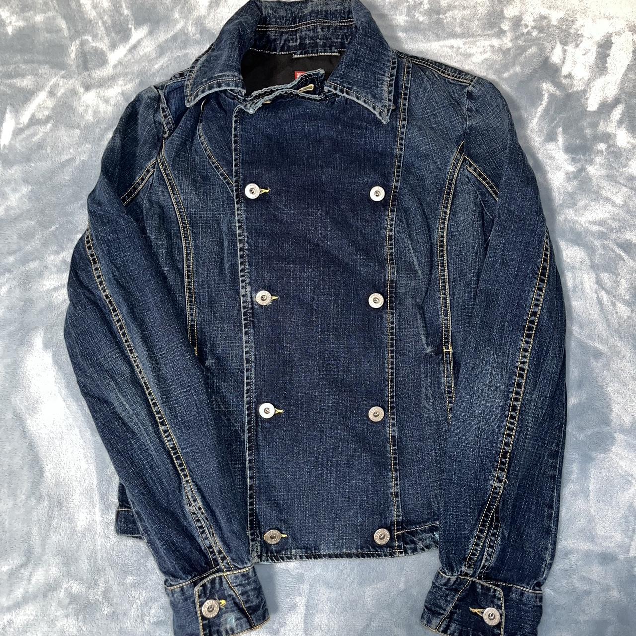 Y2K Diesel dark denim jacket Size:medium - Depop
