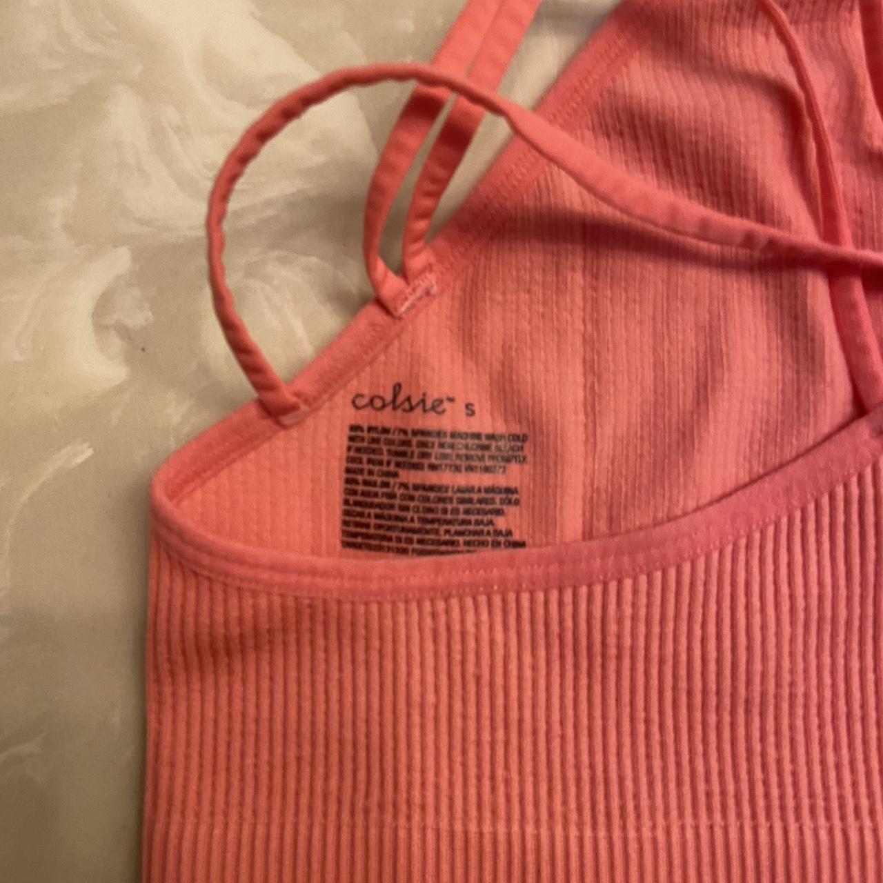 colsie coral colored ribbed bralette, unworn, light... - Depop