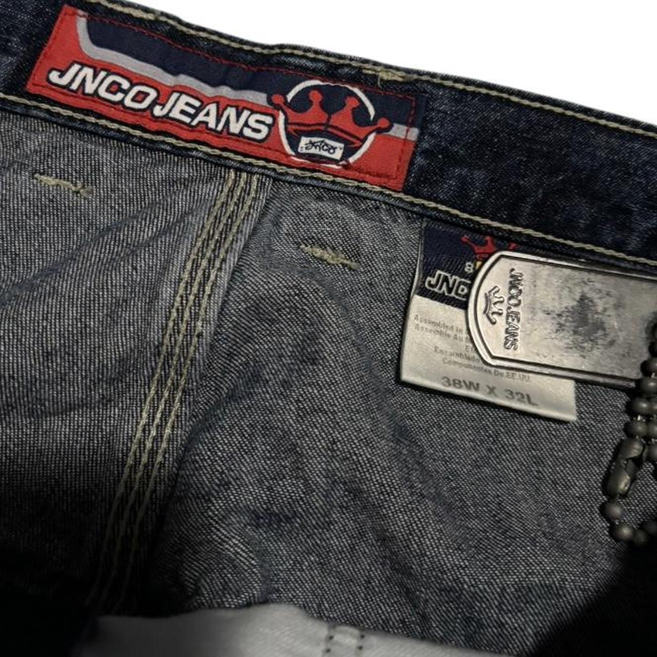Blue JNCO Crossbones 38x32 Great Condition 26 Leg... - Depop