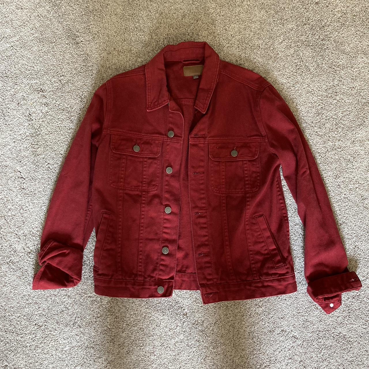 ASOS Jean Jacket - Red Size XS Men’s Like New... - Depop