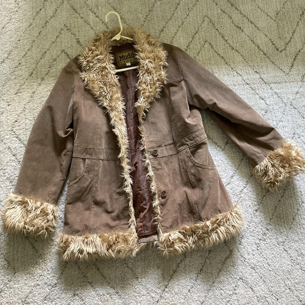Mudd clothing suede jacket w/ faux fur trim size... - Depop
