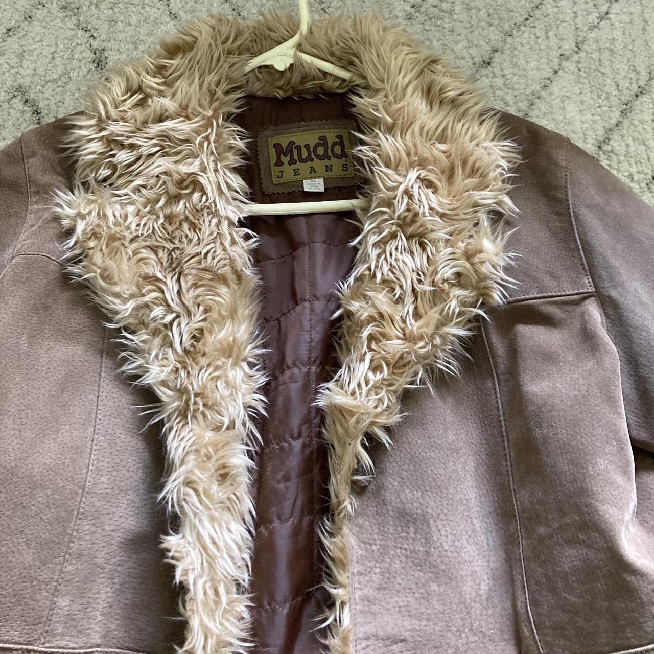 Mudd clothing suede jacket w/ faux fur trim size... - Depop