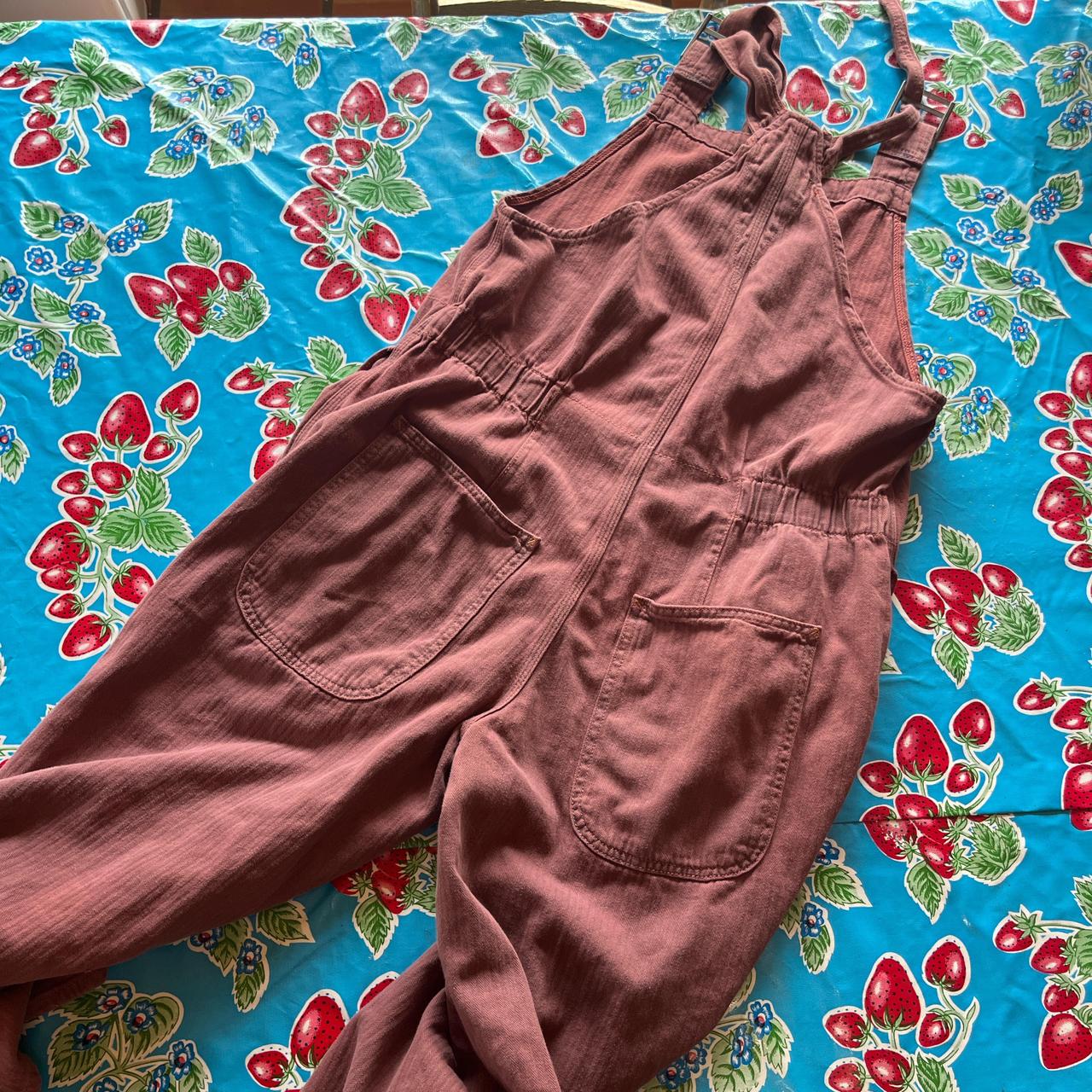 maroon overalls with chunky straps size... | Depop