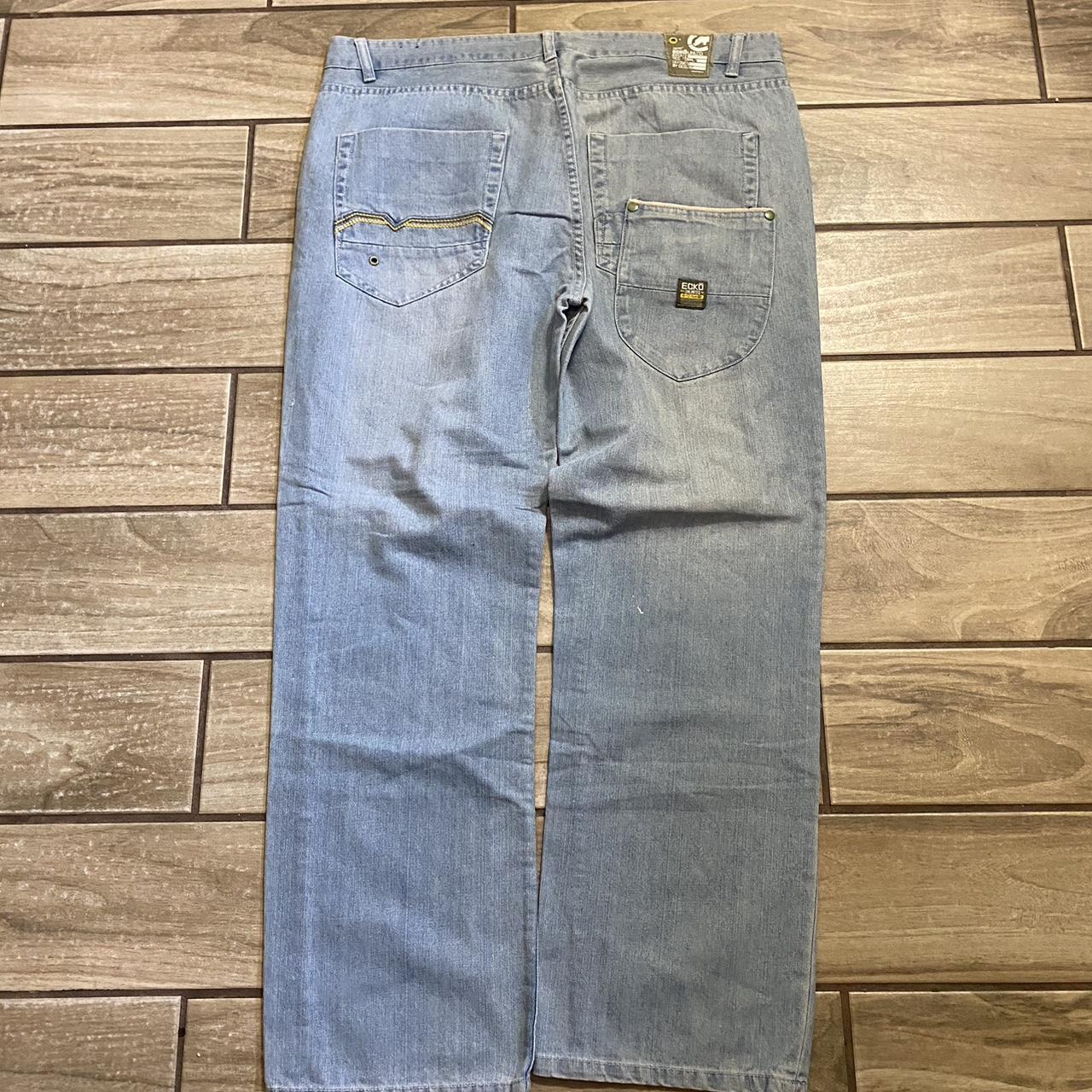 Y2k Blue and yellow ecko jeans jeans jeans - Depop