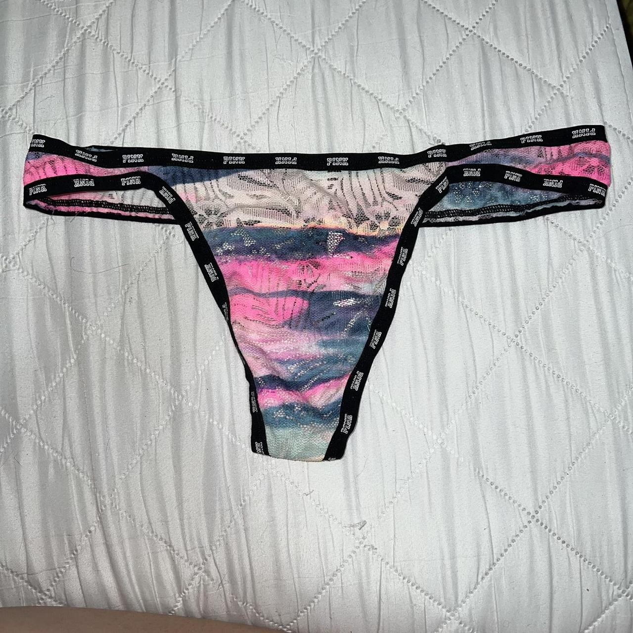florally pink thong, super cute! never worn, just... - Depop