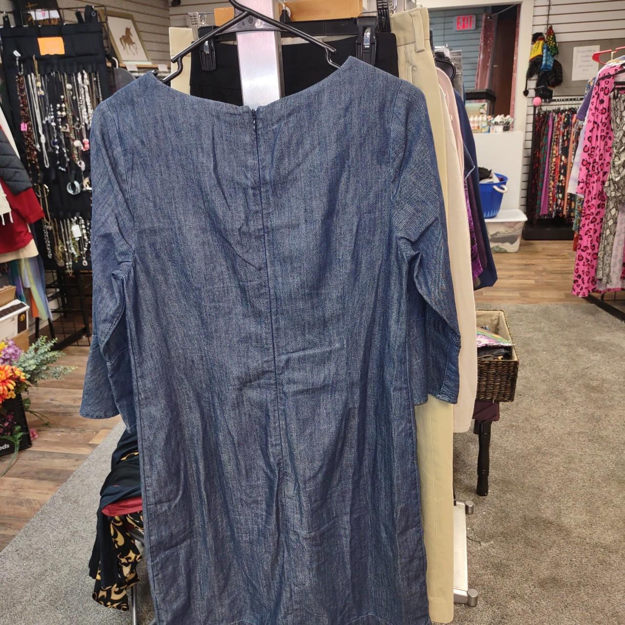 Lightweight blue denim midi dress from Talbots... - Depop