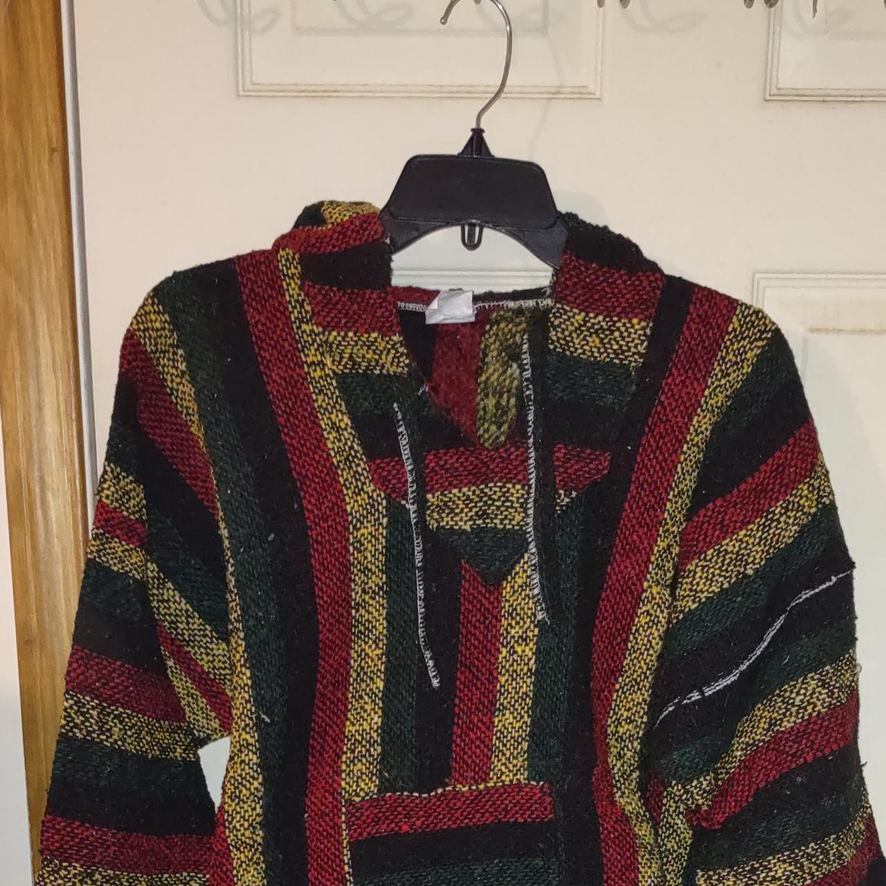 Rasta Colored baja hoodie from Vel Mex size XL - Depop