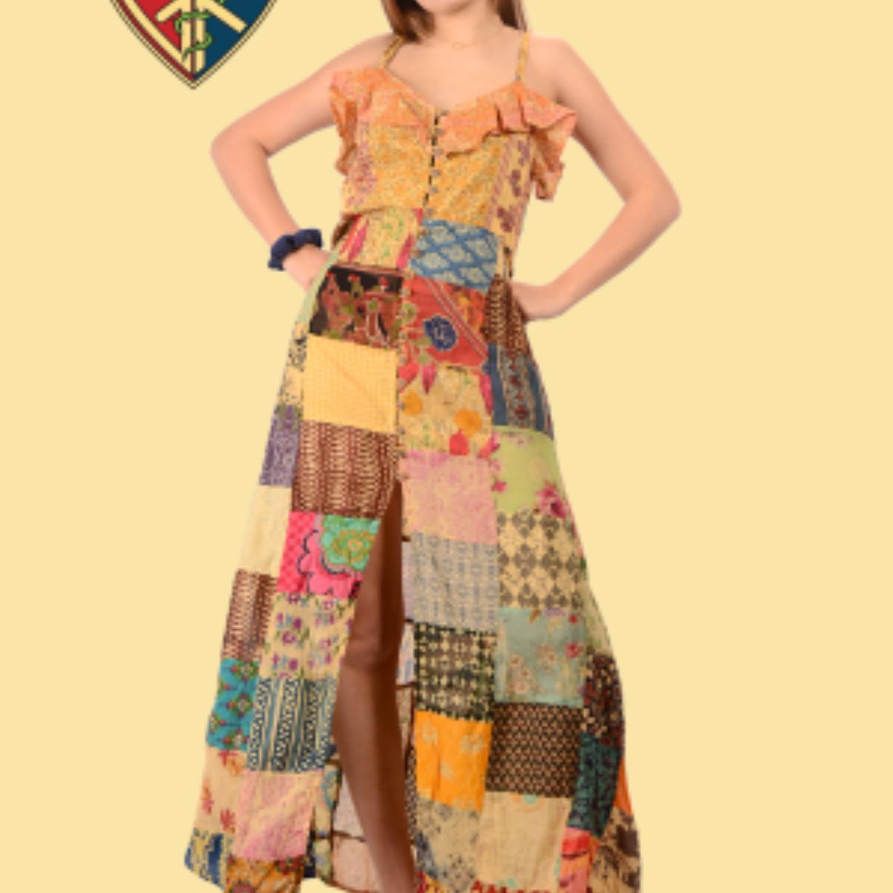 Patchwork button-up sundress from Gypsy Rose - Free... - Depop