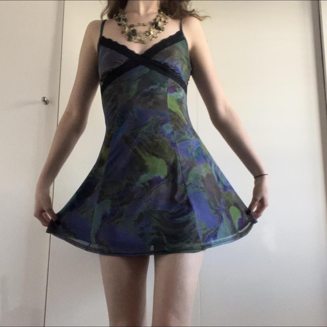 Urban Outfitters Oil Spill dress with black lace... - Depop