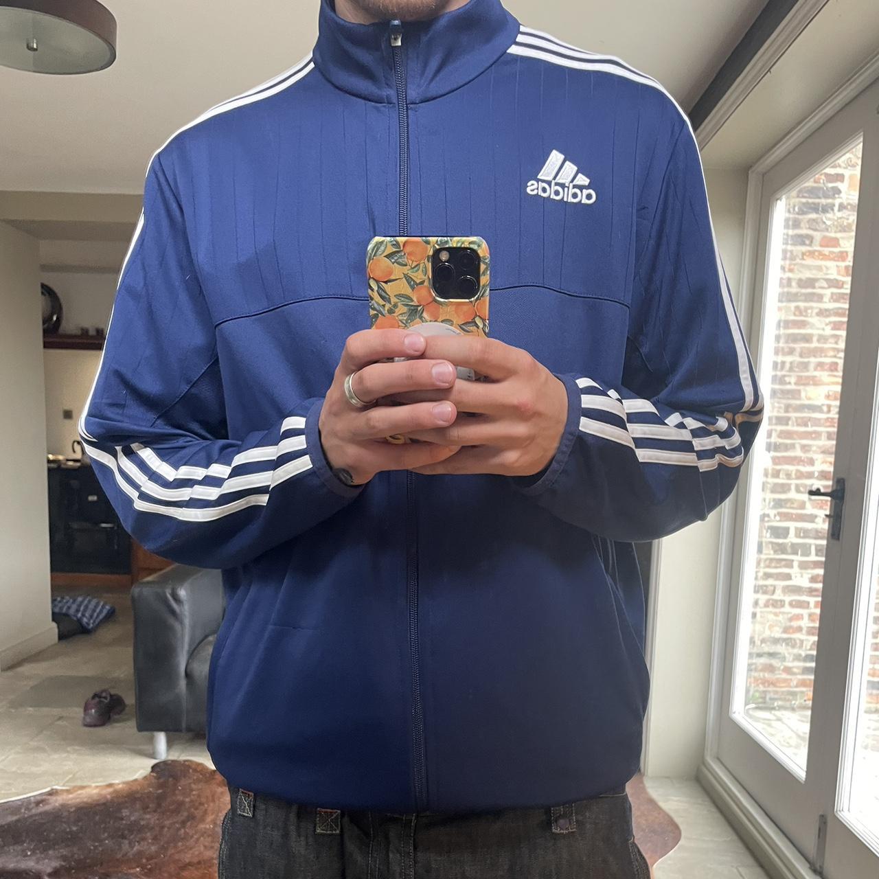 Vintage zip up adidas track jacket Unisex! Blue... - Depop