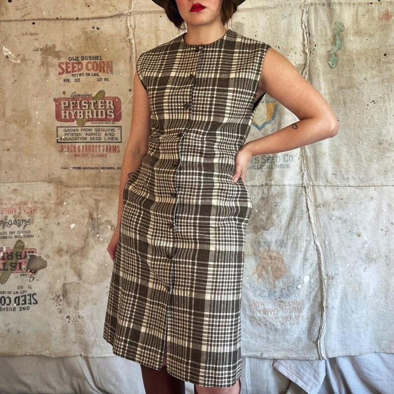 Pendleton Vintage Wool Brown Plaid Dress | Women’s... - Depop