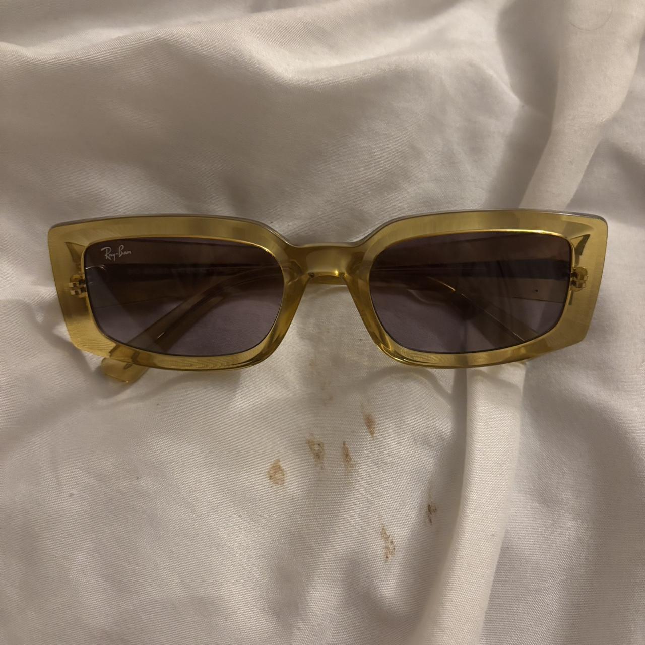 Yellow ray ban sunglasses. Perfect condition. A... - Depop