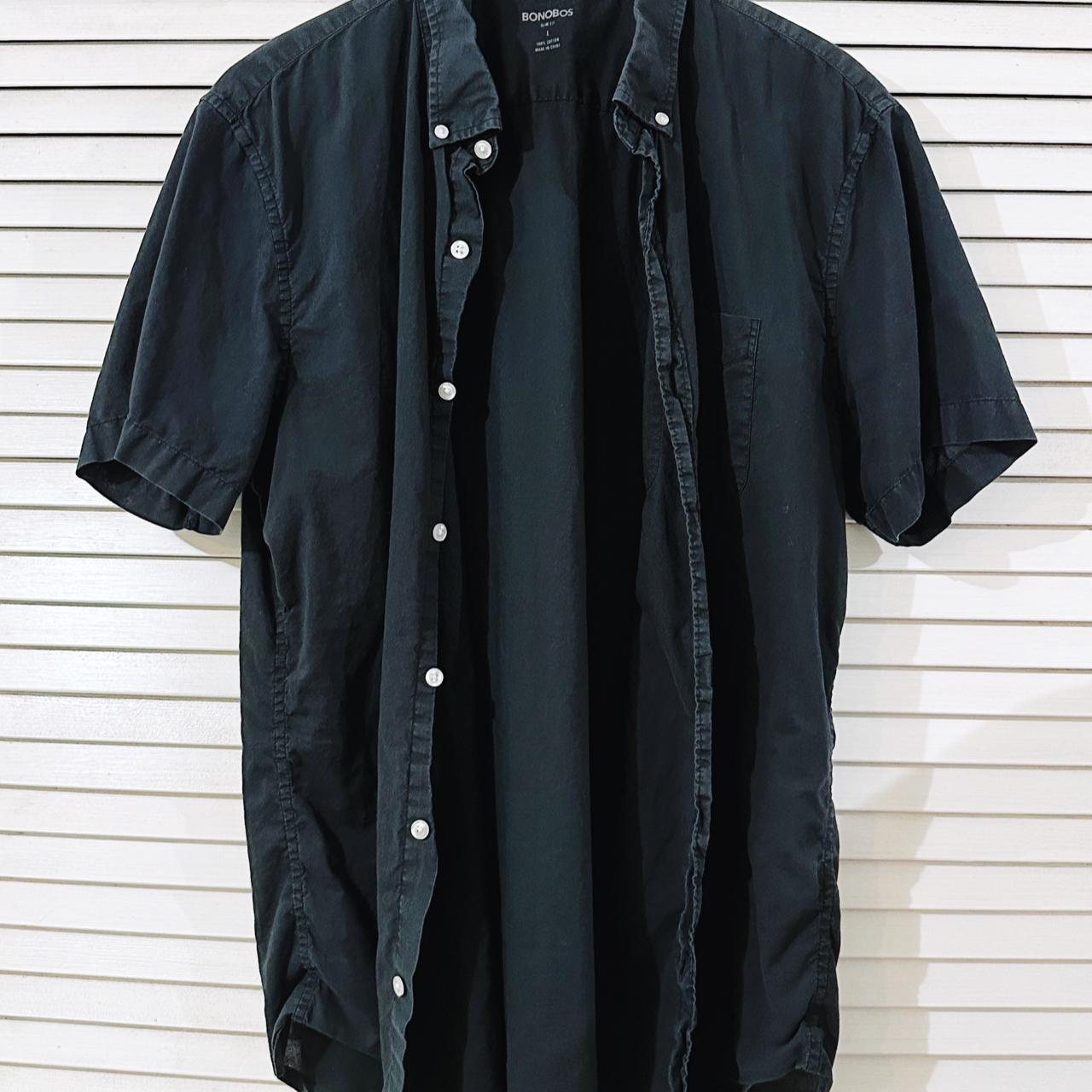 Bonobos Black Short Sleeve Button Down 100% Cotton... - Depop