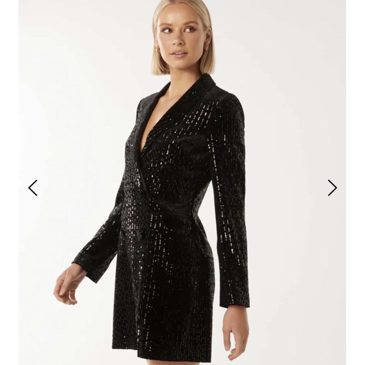 Forever New Alannah Velvet Sequin Blazer Dress Size... - Depop