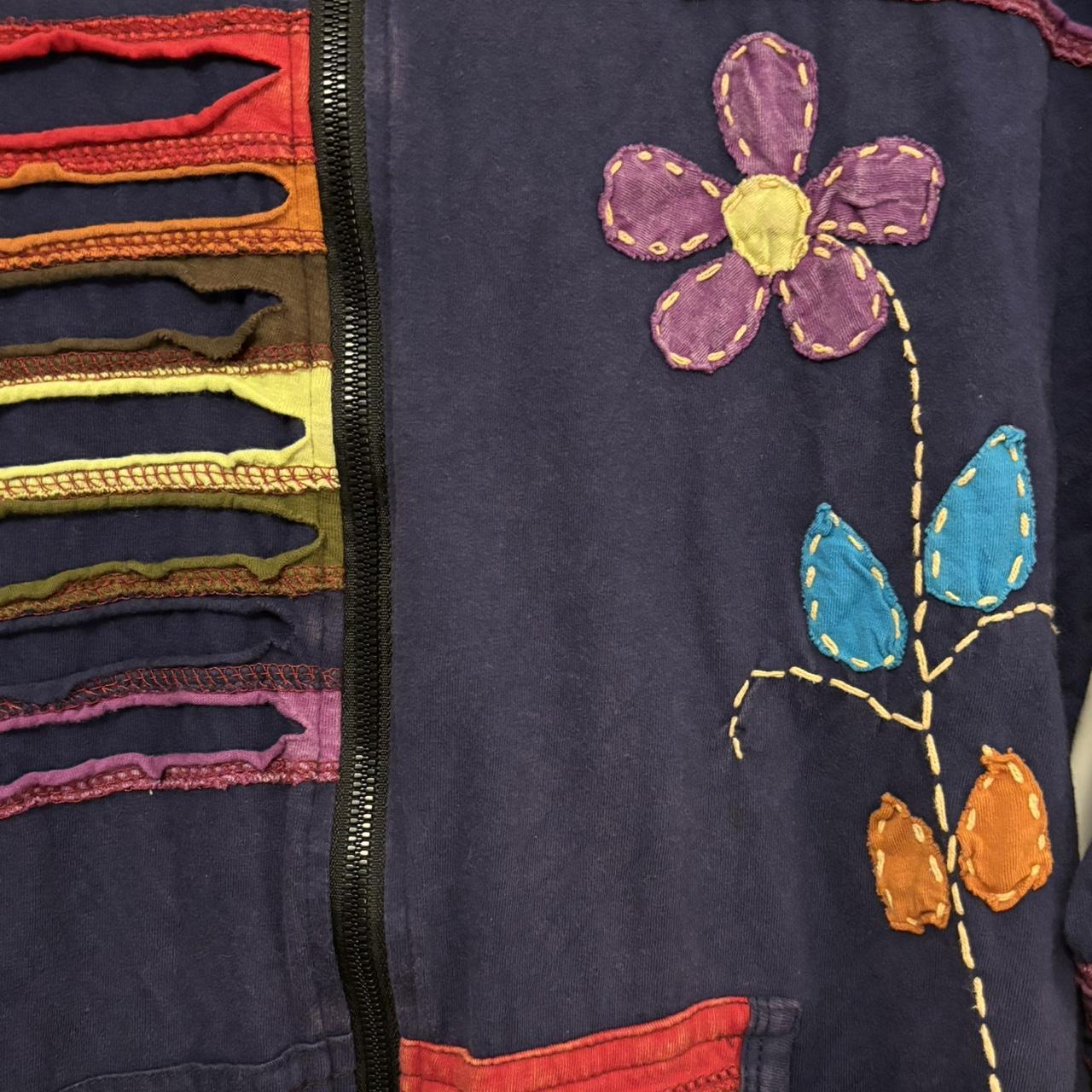 Adorable colorful zip up, with beautiful stitched... - Depop